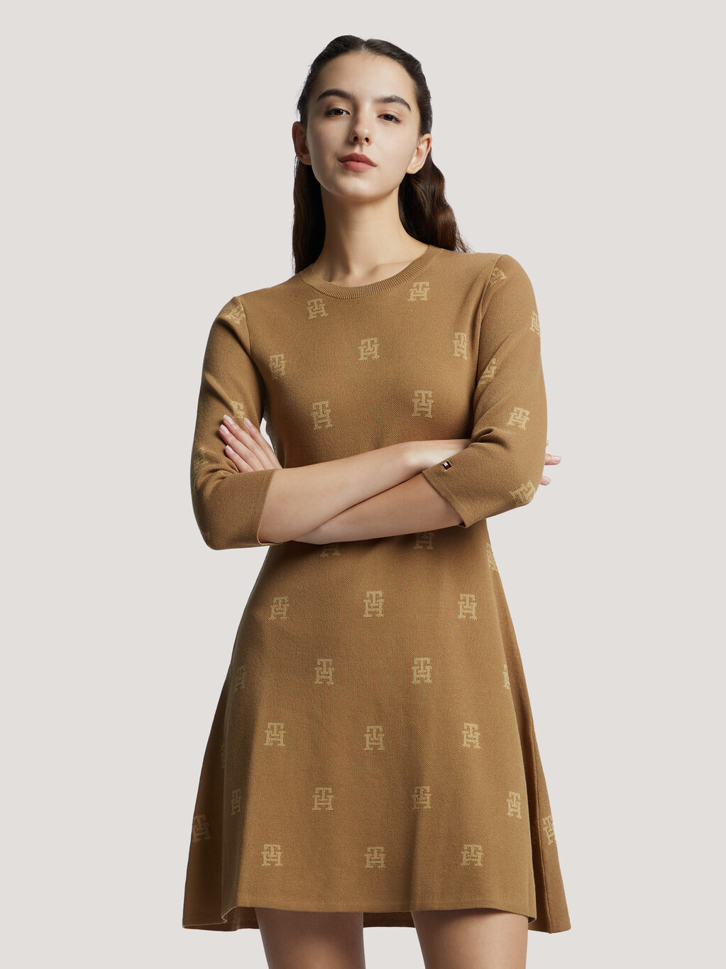 CNY TH Monogram Knit Dress | brown | Tommy Hilfiger
